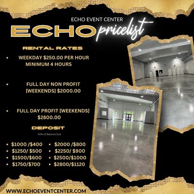 Pricing | Echo Event Center